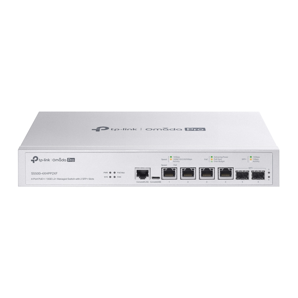 TP-LINK S5500-4XHPP2XF Omada Pro 4-Port PoE++ 10GE L2+ Managed Switch ...