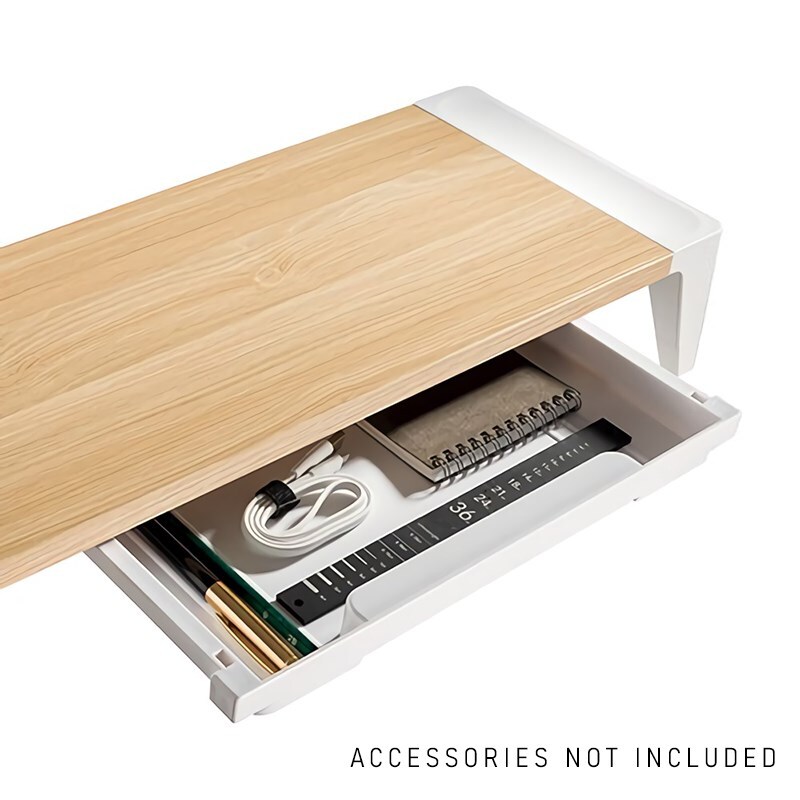 Brateck White Birch Monitor Riser with Increased Height and Drawer ...