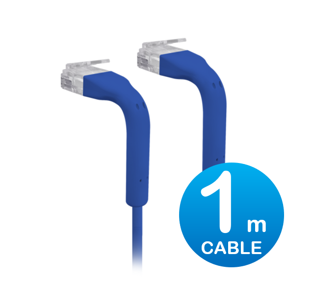 UniFi Patch Cable 1m Blue, Both End Bendable to 90 Degree, RJ45 Ethernet Cable, Cat6, Ultra-Thin 3mm