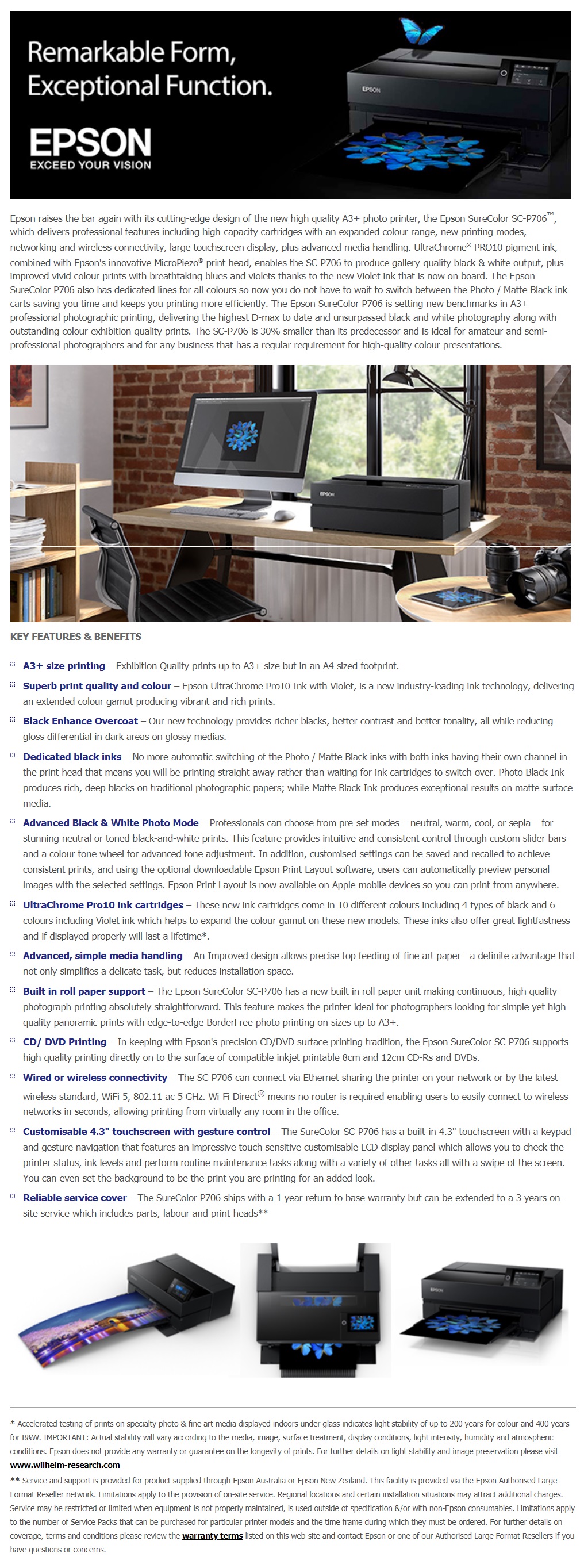 Epson SureColor P706 A3+ Inkjet Fine Art Printer C11CH38501