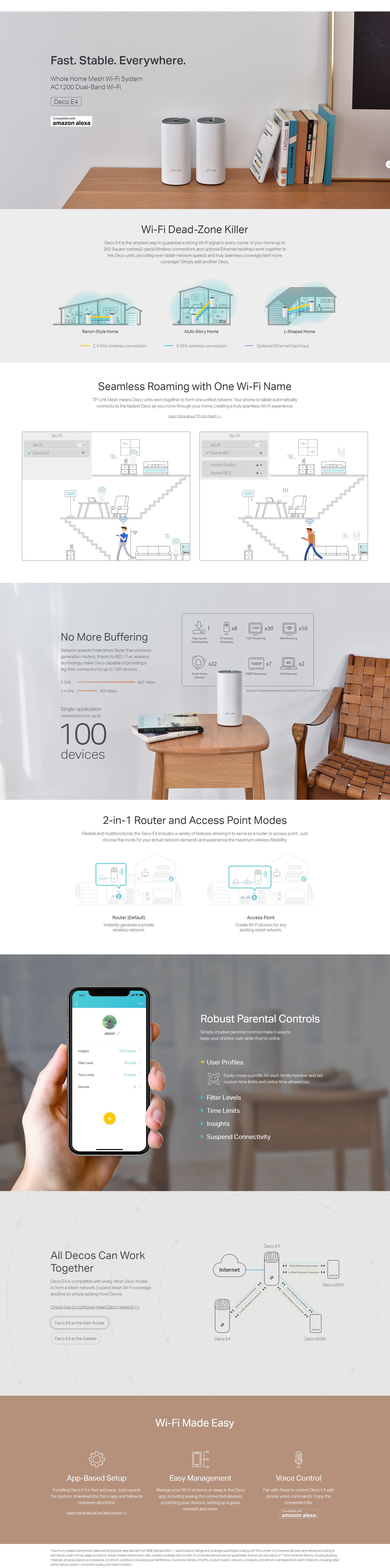 TP-Link Deco E4(3-pack) AC1200 Whole Home Mesh WiFi System Deco E4(3 ...