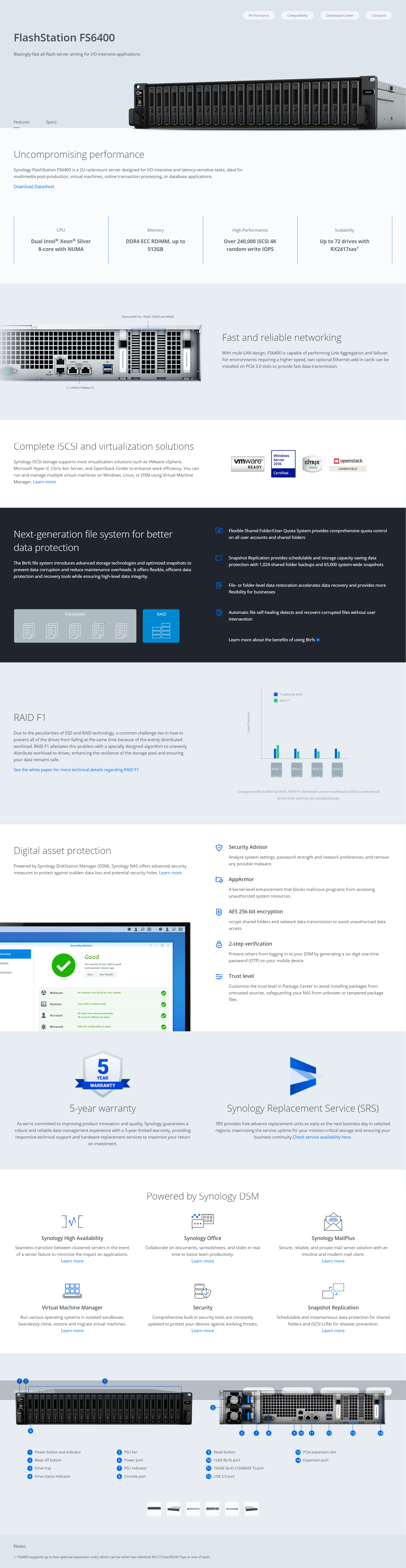 Synology FS6400 FlashStation 24-Bay Diskless NAS 2x Xeon Silver 4110 8 ...
