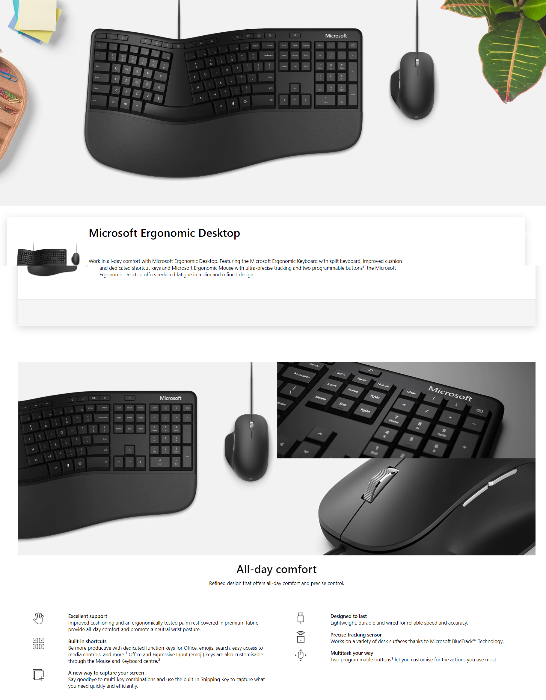 Microsoft RJU-00015 Wired ERGONOMIC Desktop USB Mouse & Keyboard