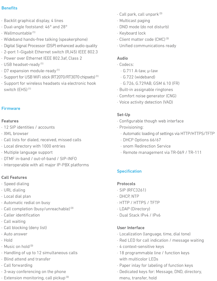Buy SNOM D725 12 Line Professional IP Phone, Gbit port + 1x USB port. 4 ...