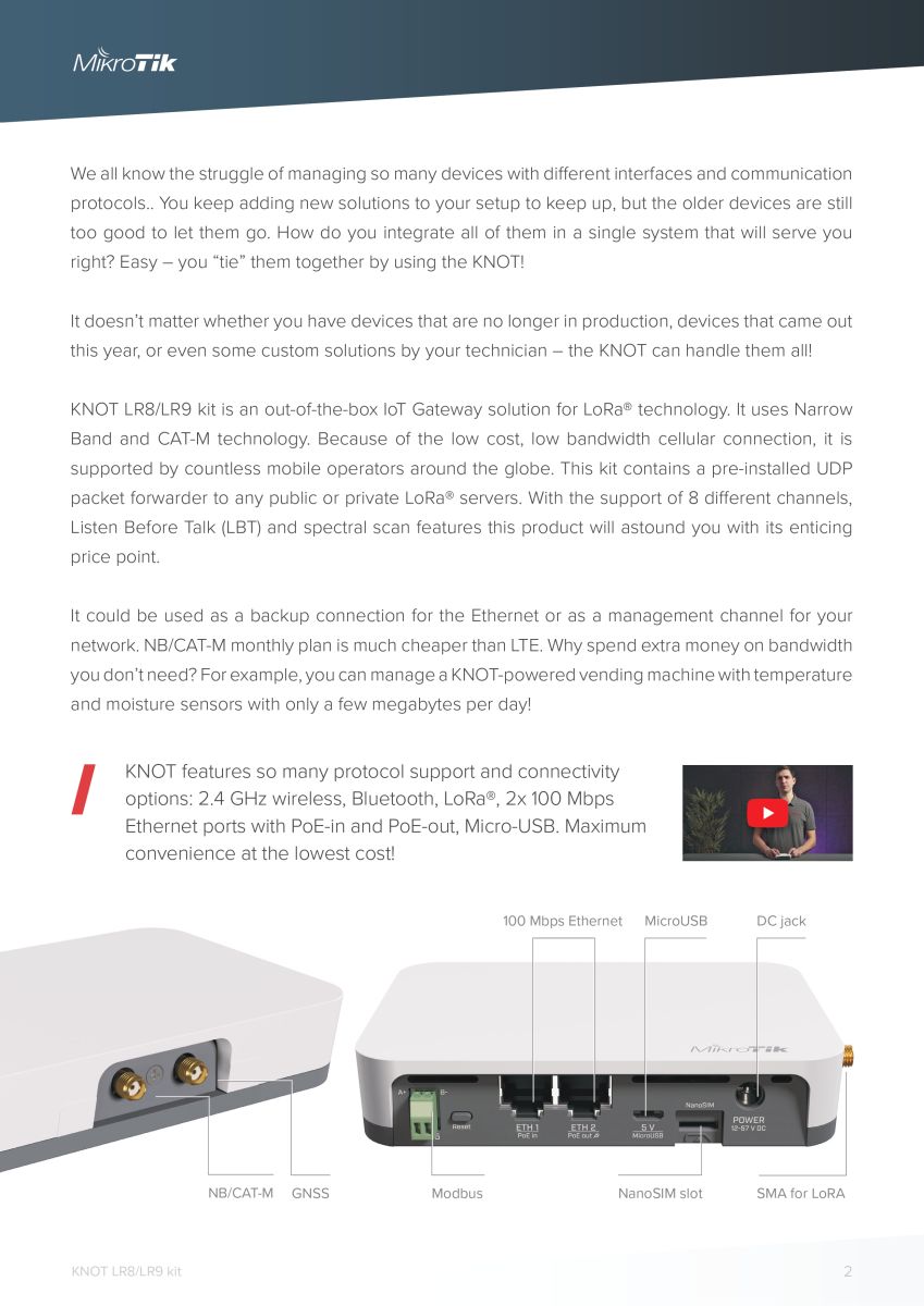 MikroTik RB924iR-2nD-BT5&BG77&R11e-LR9 KNOT LR9 Kit IoT Gateway with ...