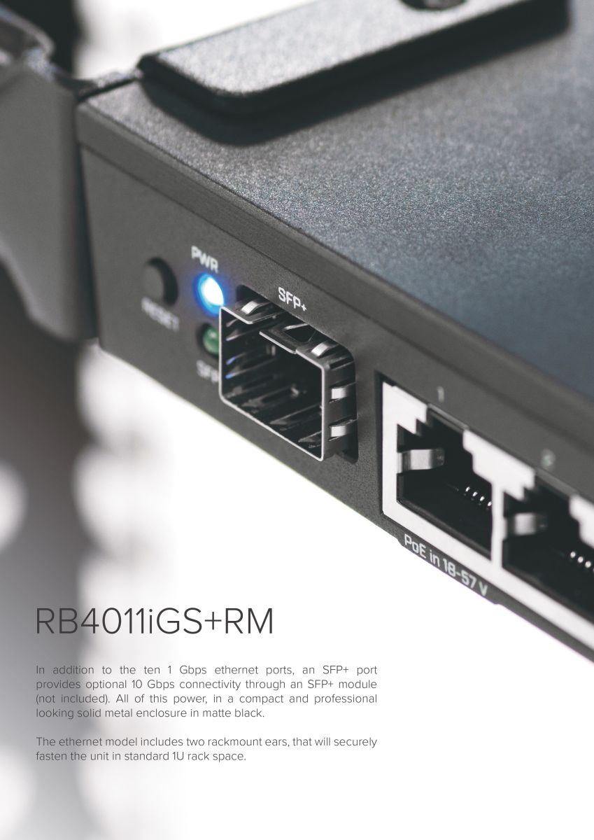 Mikrotik RB4011iGS+RM 4x 1,4 GHz, 10x Gigabit LAN SFP+ L5 1U rackmount ...