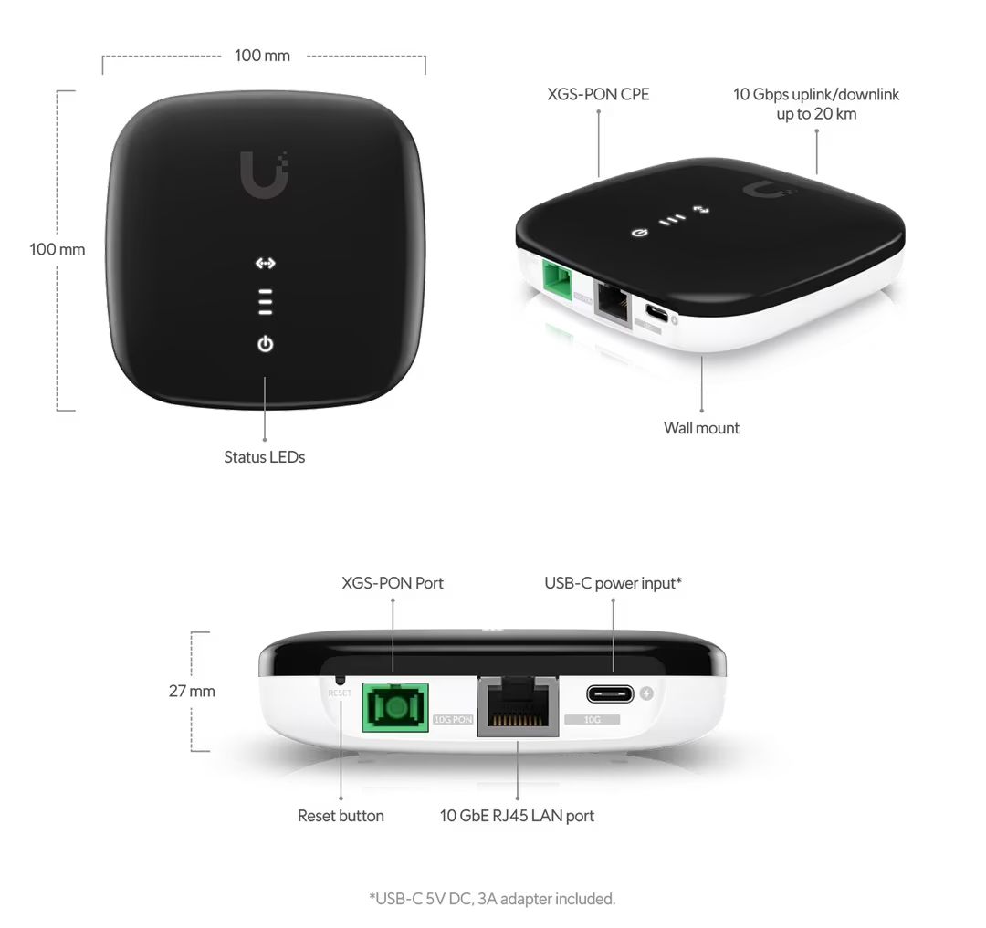 Ubiquiti UISP Fiber XGS, 10 Gbps Uplink/Downlink Optical Network XGS ...
