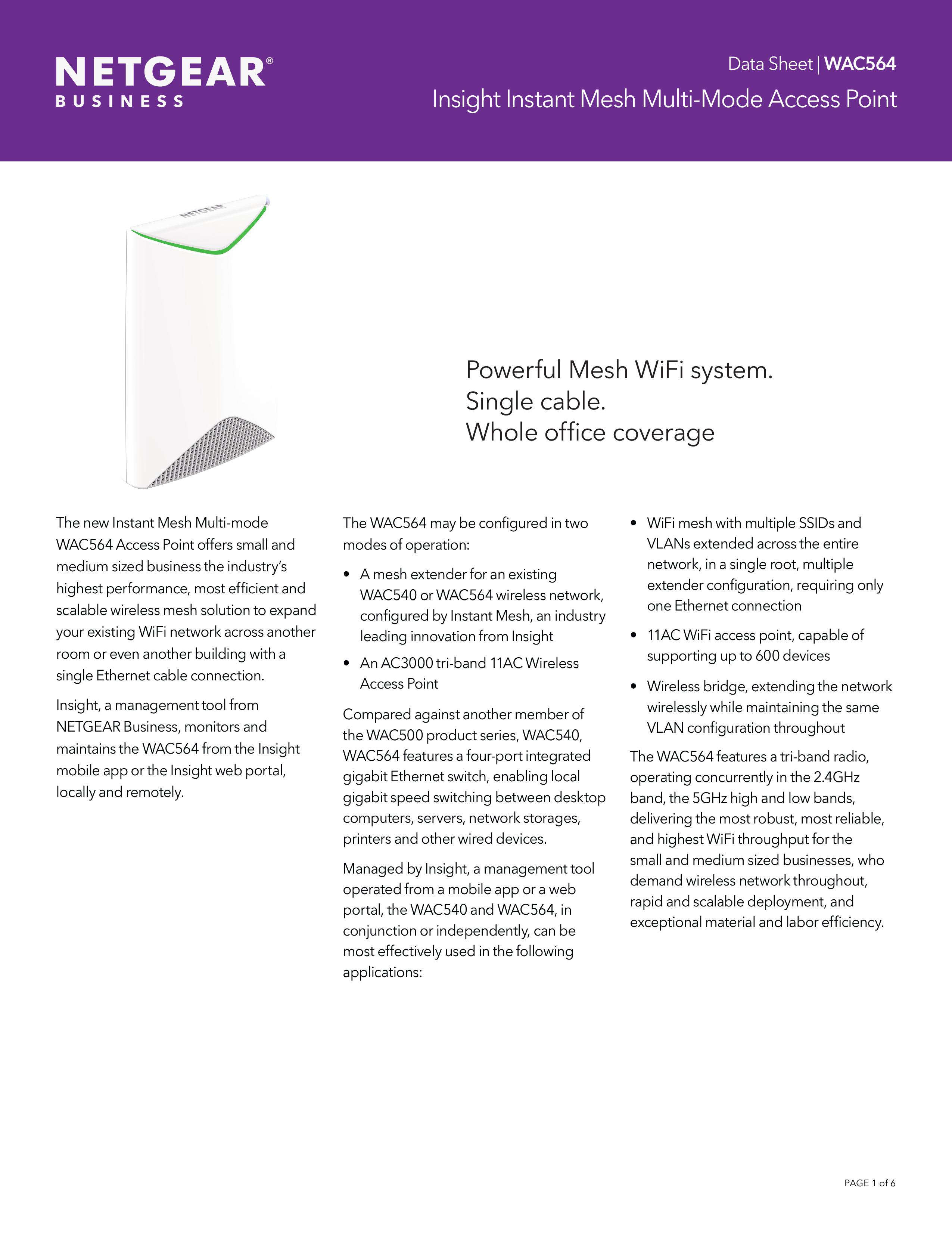 NETGEAR WAC564 Insight Mesh Multi Mode Access Point