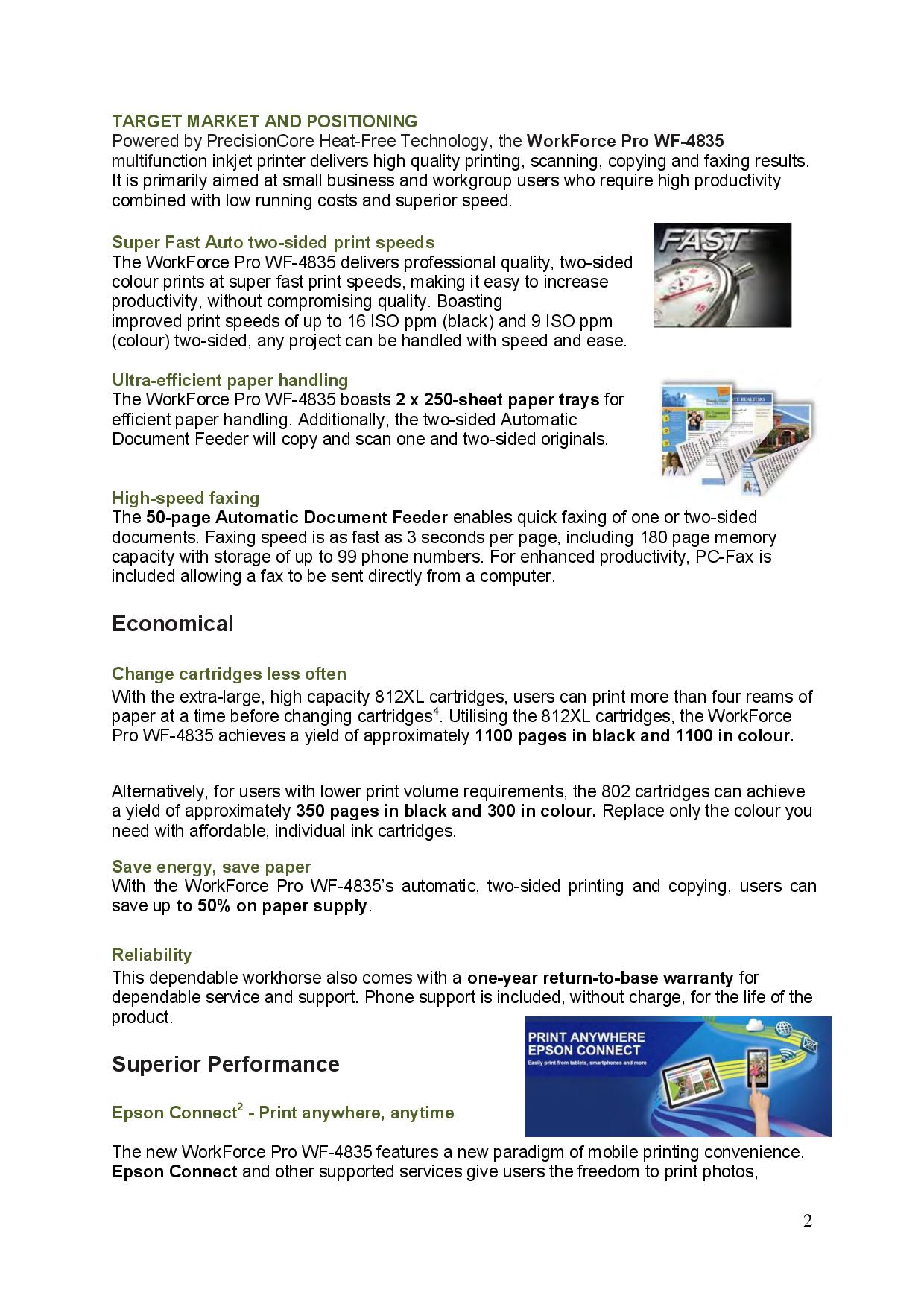 Epson Workforce Pro WF-4835 A4 Multifunction 4 Color Inkjet Printer ...