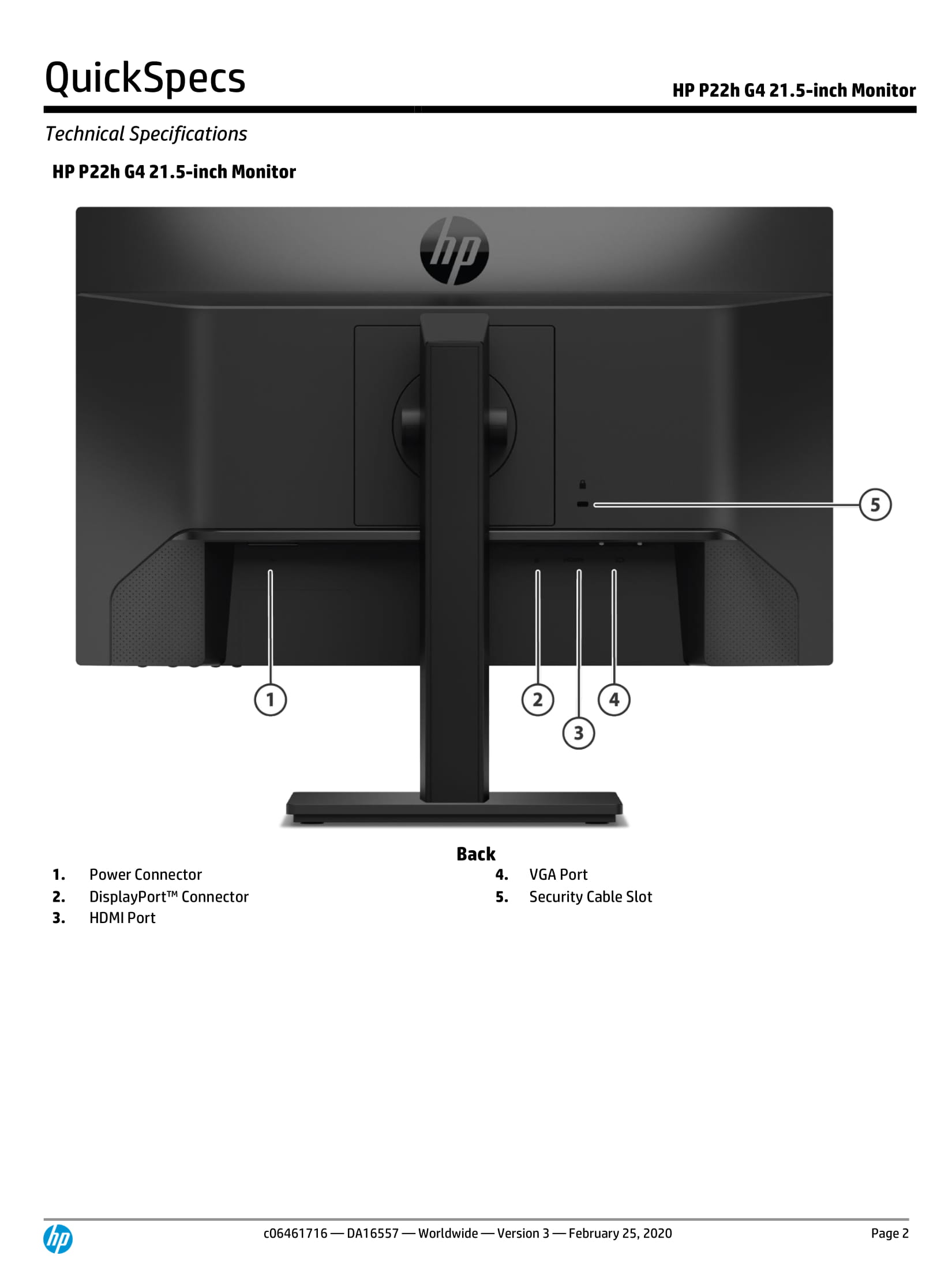 HP P22h G4 21.5" Full HD Anti-Glare Business IPS Monitor 7UZ36AA