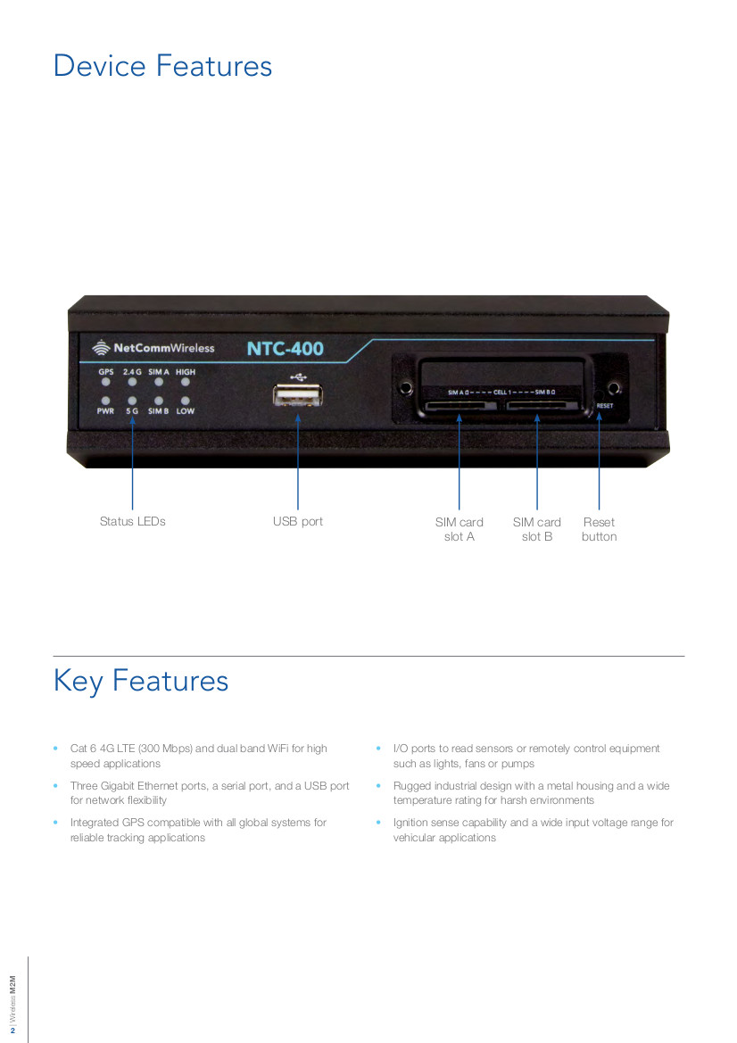 Netcomm NTC-400 4G LTE Cat6 Industrial M2M Router Dual SIM Failover ...